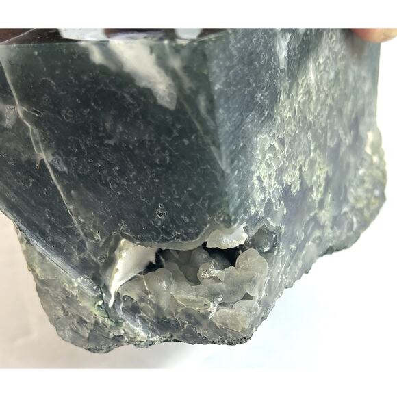 Other | Natural Green Jade One Side Polished Rough Natural Sides Geode ...